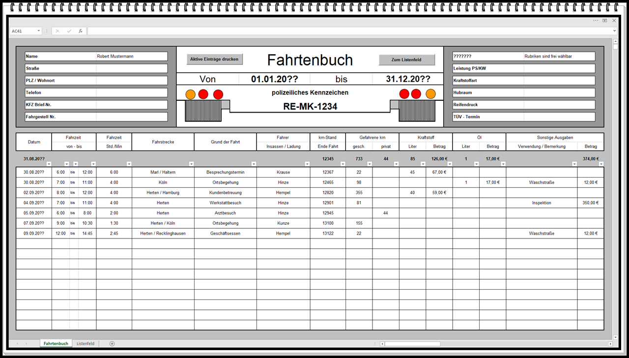 Elektronisches Fahrtenbuch Anerkennung Finanzamt